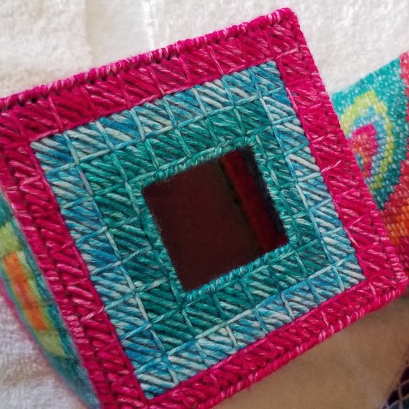 Handmade by Schari | Bath | Handcrafted Needlepoint Bright Tissue Box ...